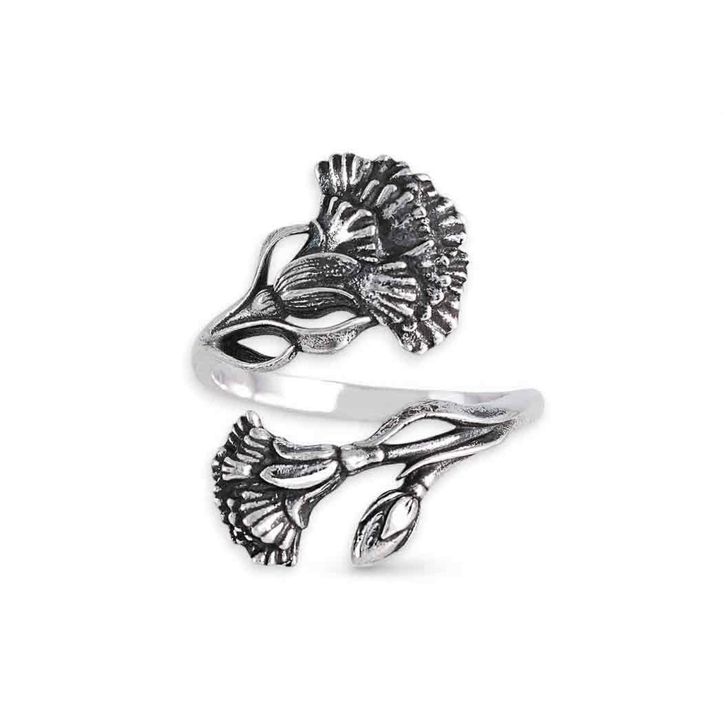 Silver Adjustable Carnation Ring - January Birth Flower – Nina Designs